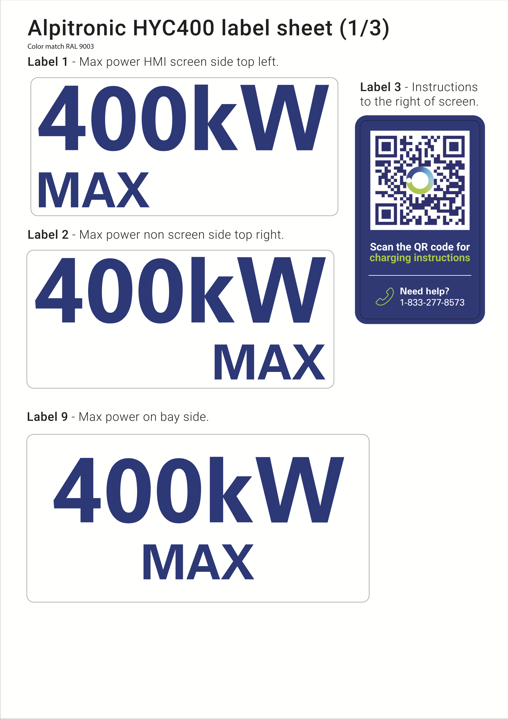 Browse Design - Alpitronic HYC400 Label Sheet (1/3) - Visual Graphx, LLC.